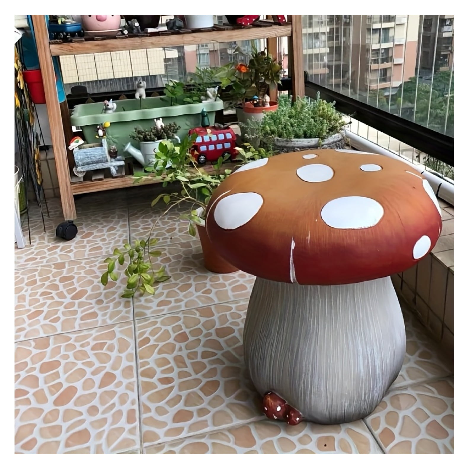 Mushroom Model Statue Stool, Outdoor Garden Resin Stool, 13.4-inch ...