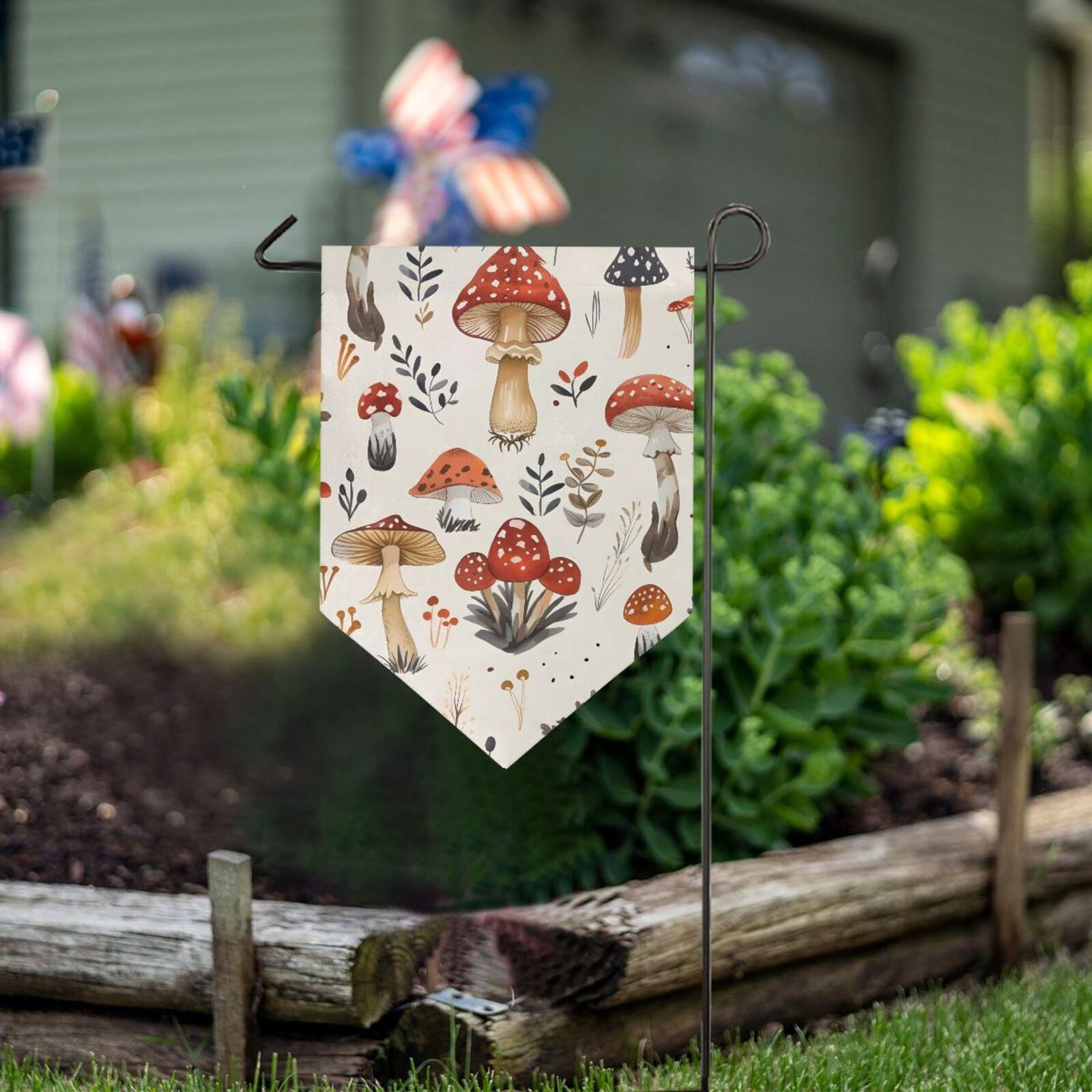 Mushroom Or Leaves Garden Flag 18" x 12.5" Double Sided Yard Lawn ...
