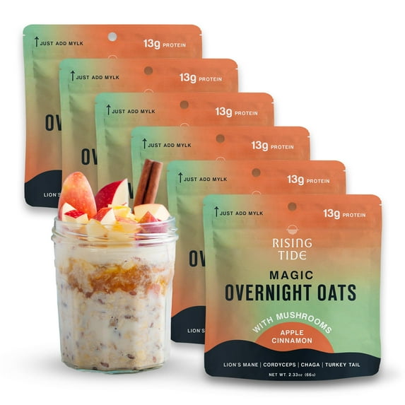 Mushroom Overnight Oats (6 OKA4 Pack) Superfood Lions Mane Chia & Flax ...