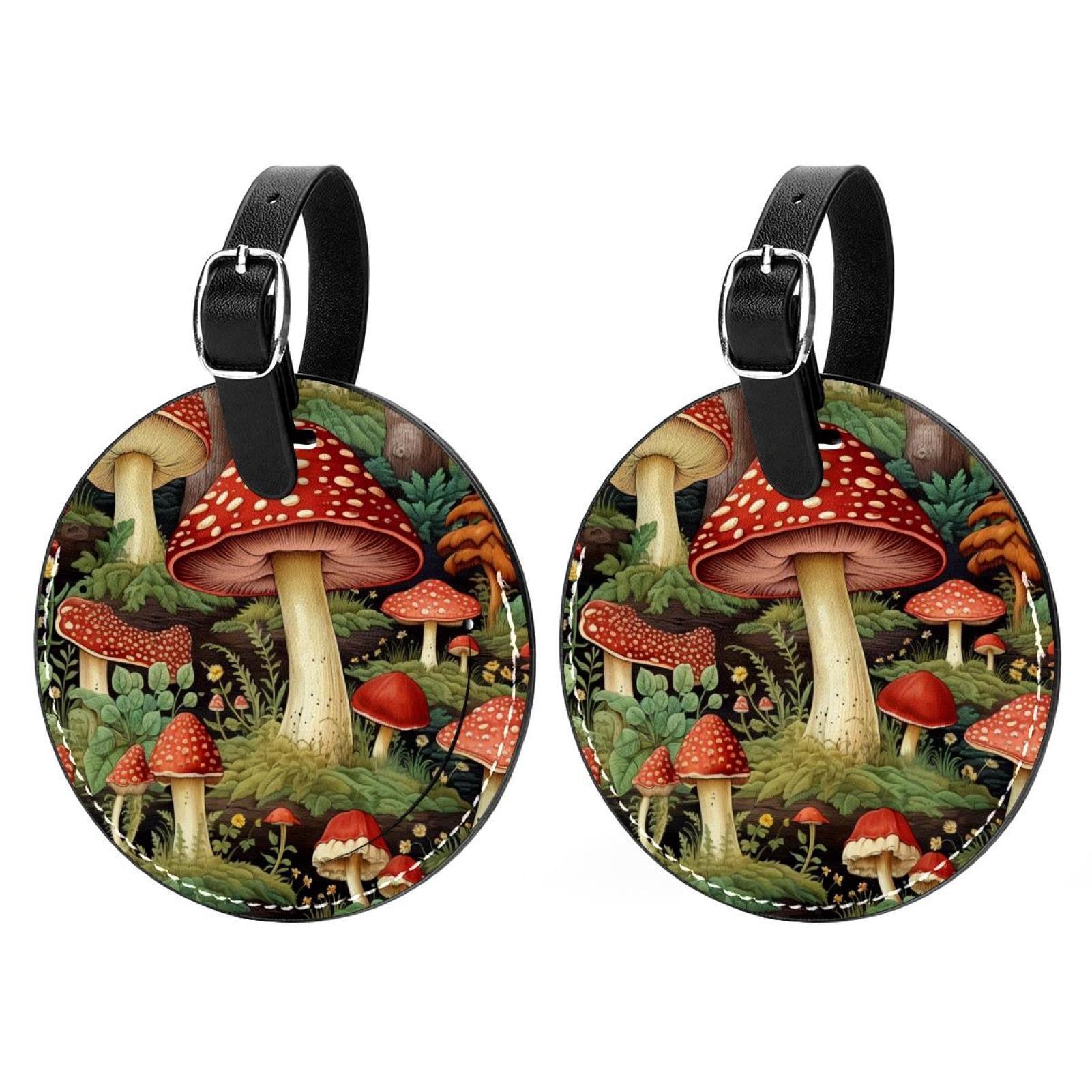 Mushroom PU Leather Travel Tags Suitcase Tags for Luggage, 2 Pack ...