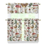Mushroom Pattern Kitchen Curtains Valance and Tier Set 27.5x36in ...