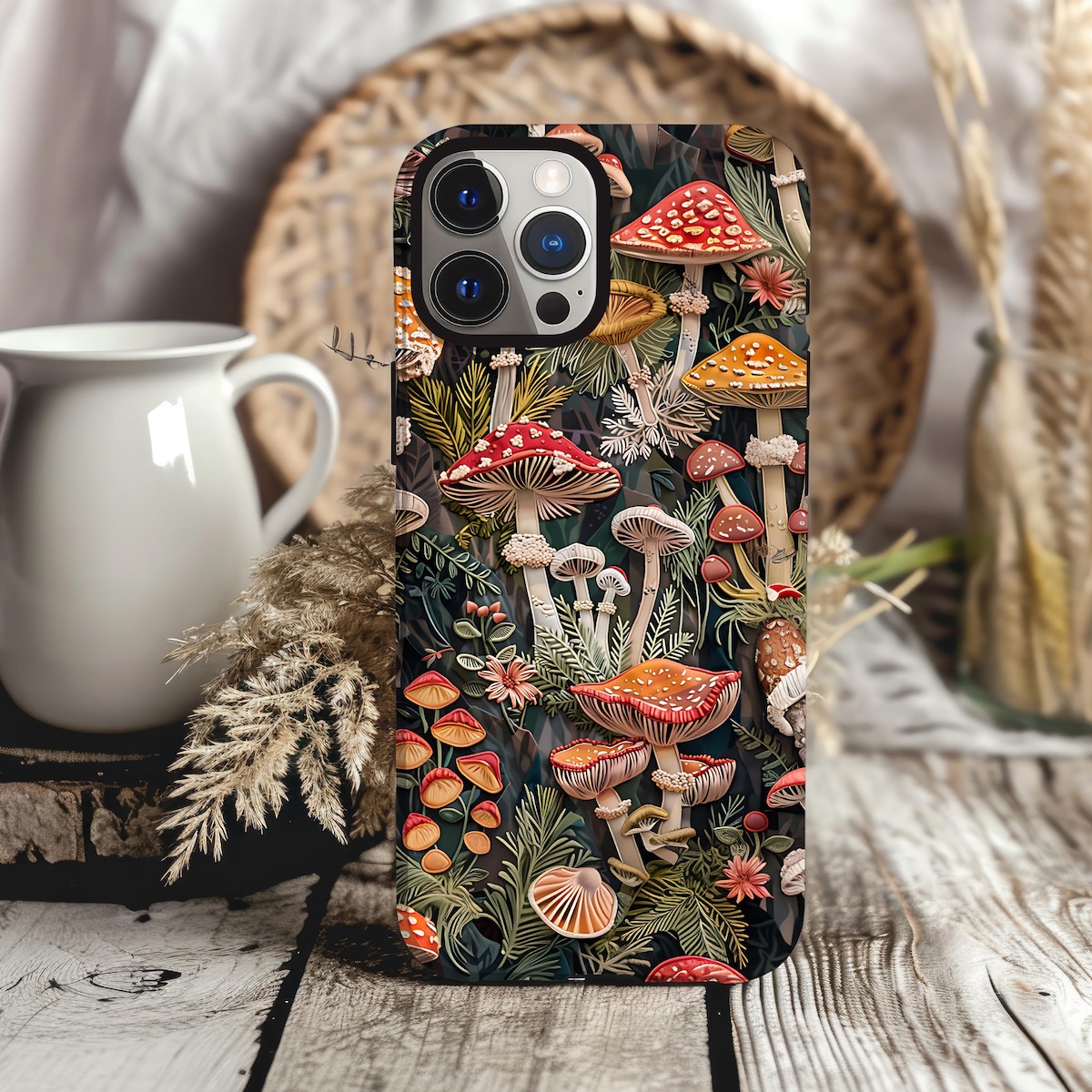 Mushroom Phone Case with Cottagecore Forest Aesthetic Botanical Fungi ...