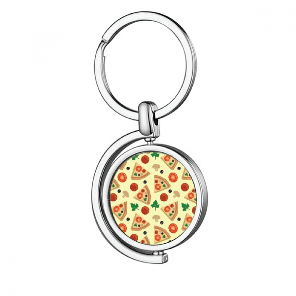 Mushroom Pizza Italy Tomato Foods Rotating Keychain Metal Keyring ...
