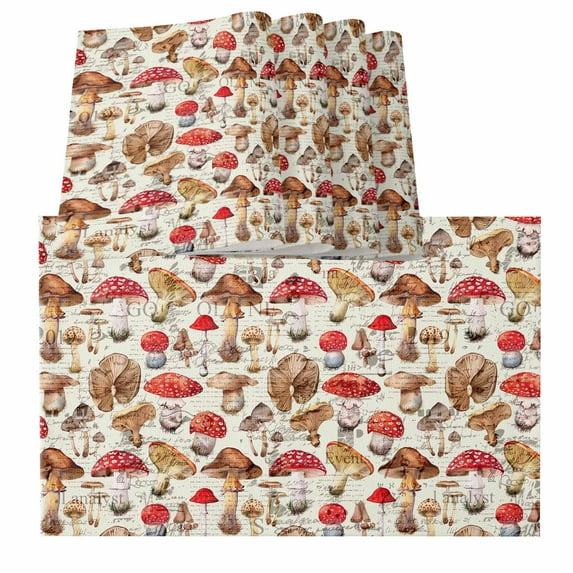 Mushroom Placemats for Dinning Table Set of 4, Watercolor Red Summer ...