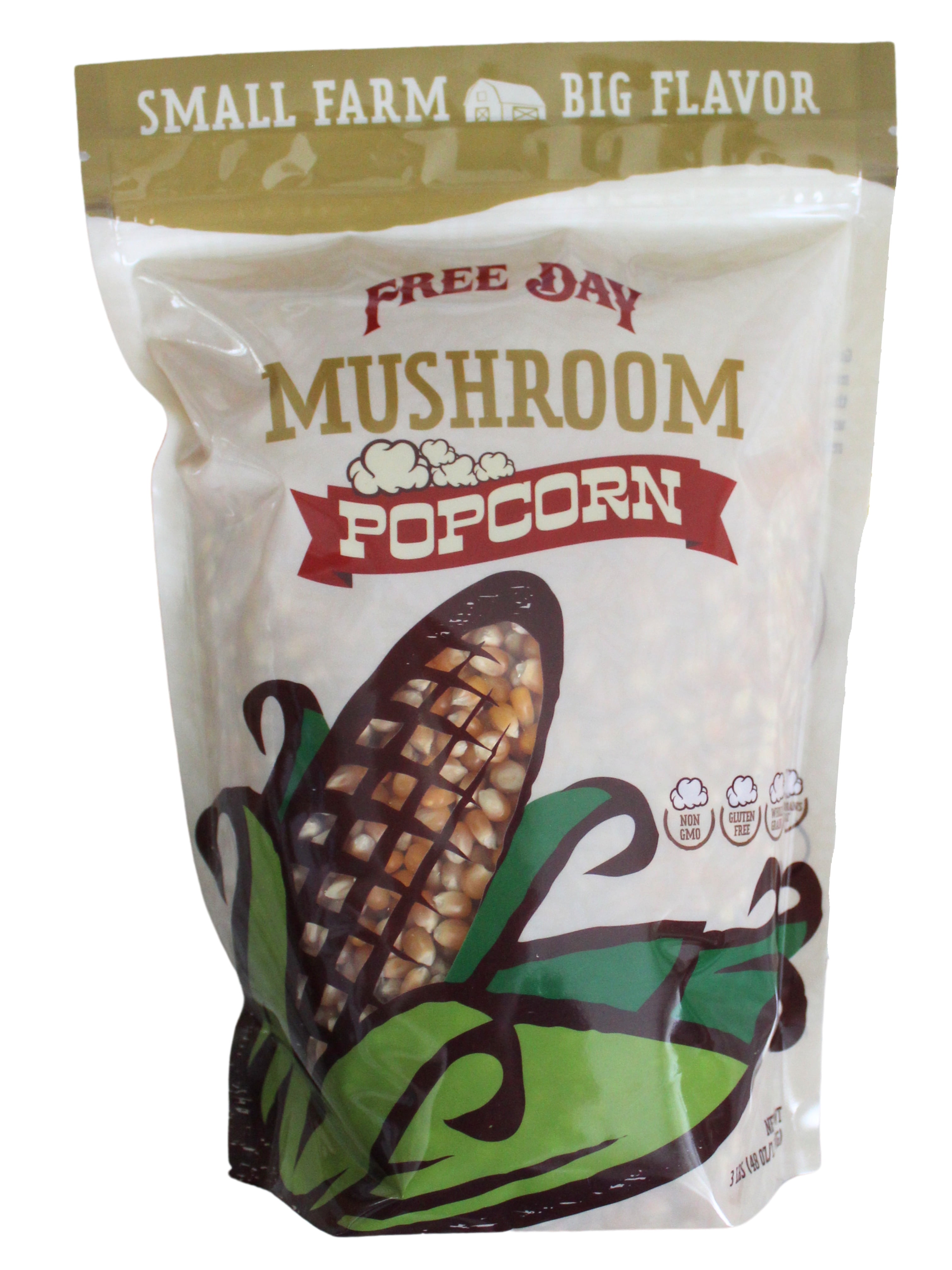 Mushroom Popcorn, 48 oz pouch (4 Pack): Farm Fresh, Non-GMO Free Day ...