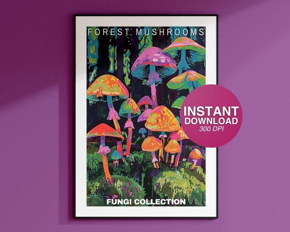 Mushroom Poster, Able Print, Mushroom Prints, Mushroom Illustrations, S ...