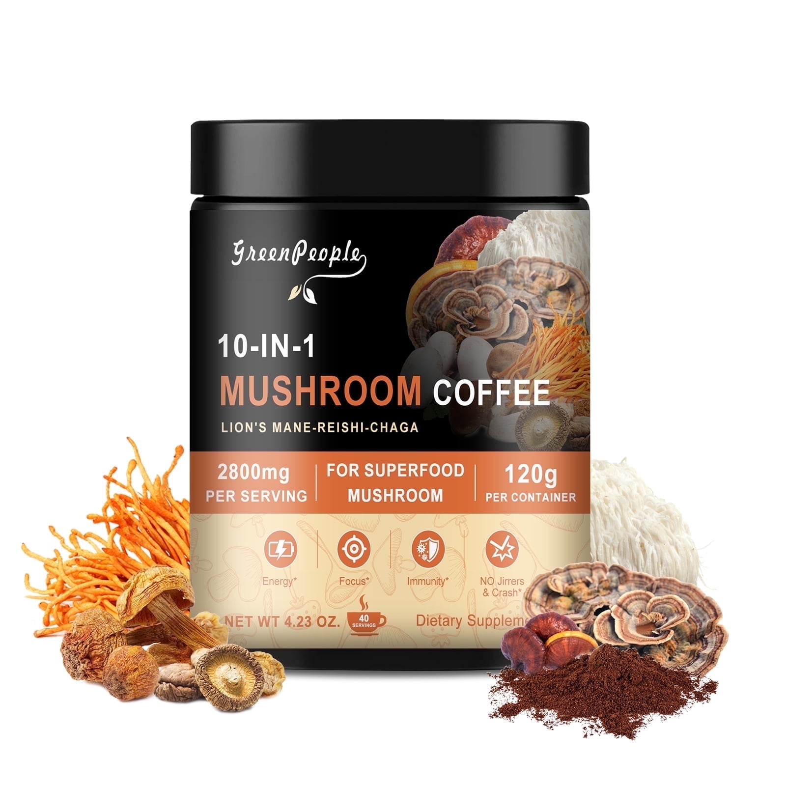 Mushroom Powder - Ten Treasure Mushrooms Extract Supplement Blend for ...