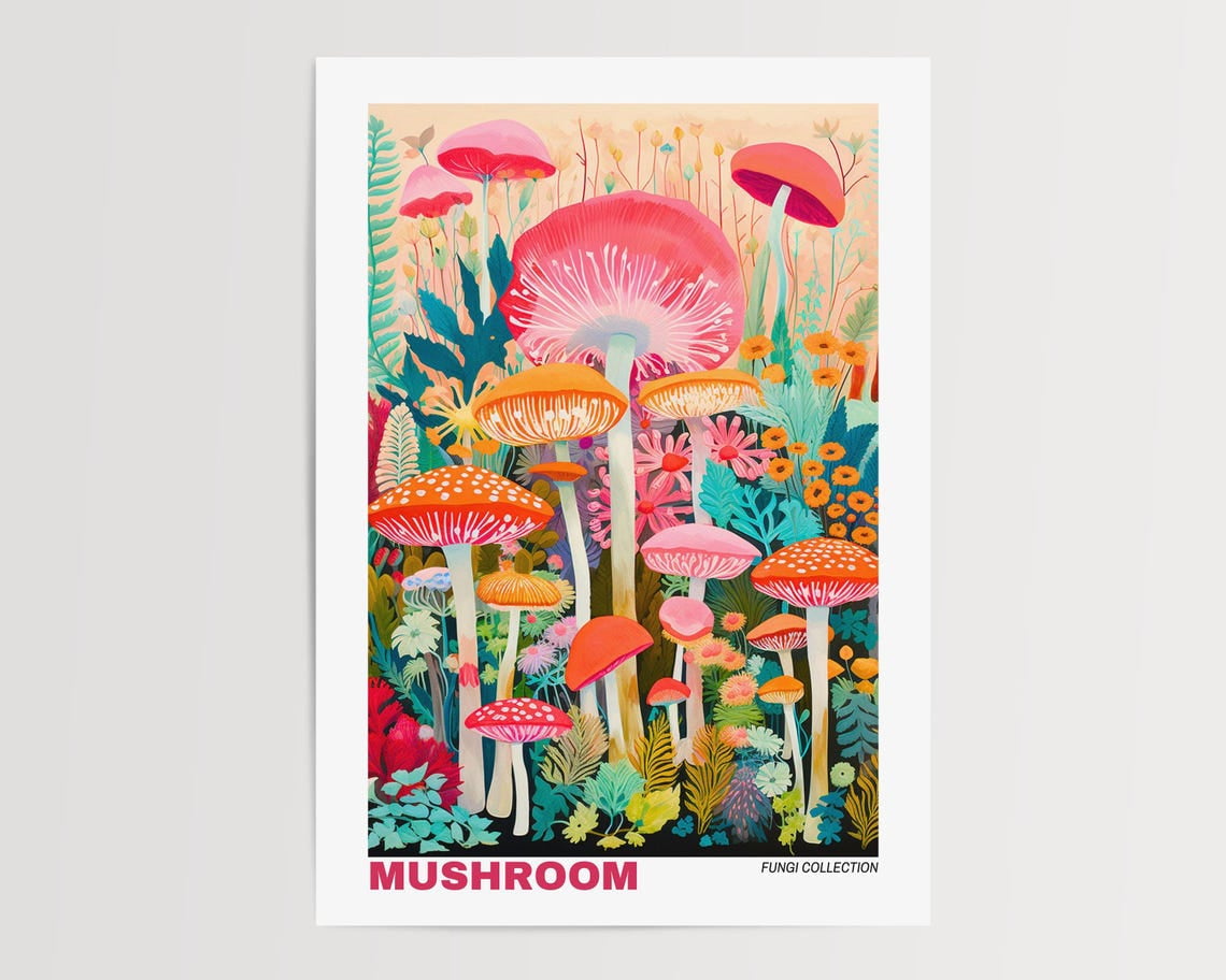 Mushroom Prints, Mushroom Poster, Mushroom Illustrations, Mushroom ...