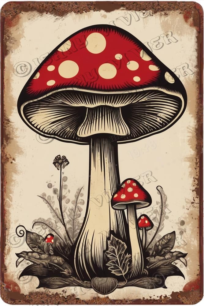 Mushroom Retro Aluminum Sign 12x8 in Metal Sign Hydrangea Flower ...