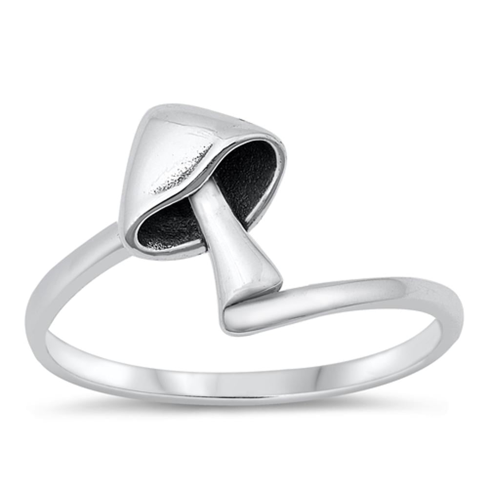 Mushroom Ring 925 Sterling Silver Toadstool Band Jewelry Female Male ...