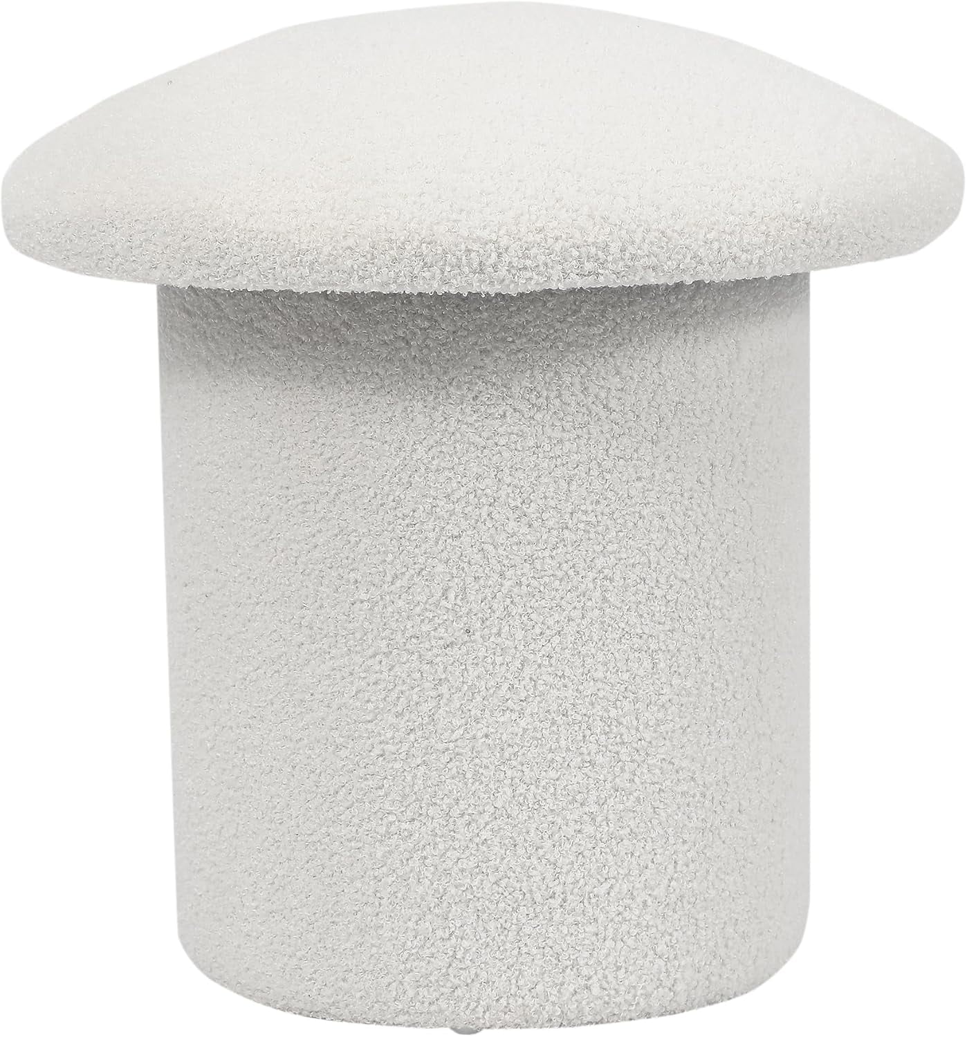 Mushroom Round Ottoman, Modern Small Boucle Footstool with Padded Seat ...