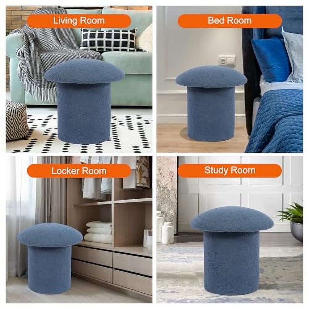 Mushroom Round Ottoman, Modern Small Footstool with Padded Seat ...