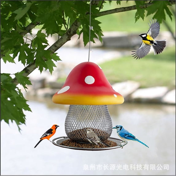 Mushroom Shaped Resin Hanging Bird Feeder, Hummingbird Wild Bird Seed ...