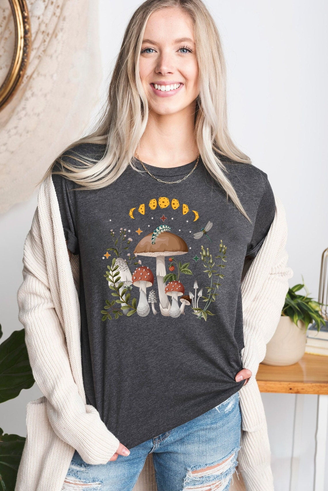 Mushroom Shirt, Cottagecore Shirt, Light Academia Fairy Core Mushroom ...