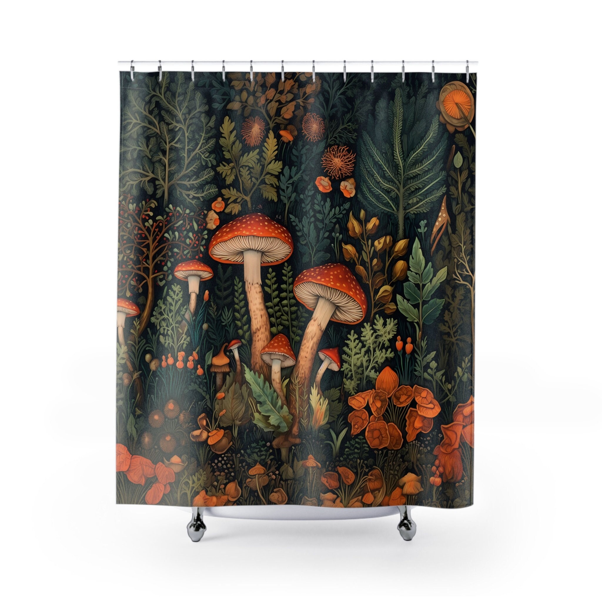 Mushroom Shower Curtain, Mushroom Decor, Bathroom Decor, William Morris ...