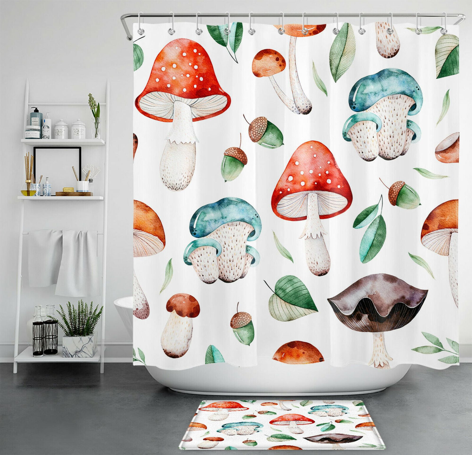 Mushroom Shower Curtain Wild Plant Bathroom - Walmart.com