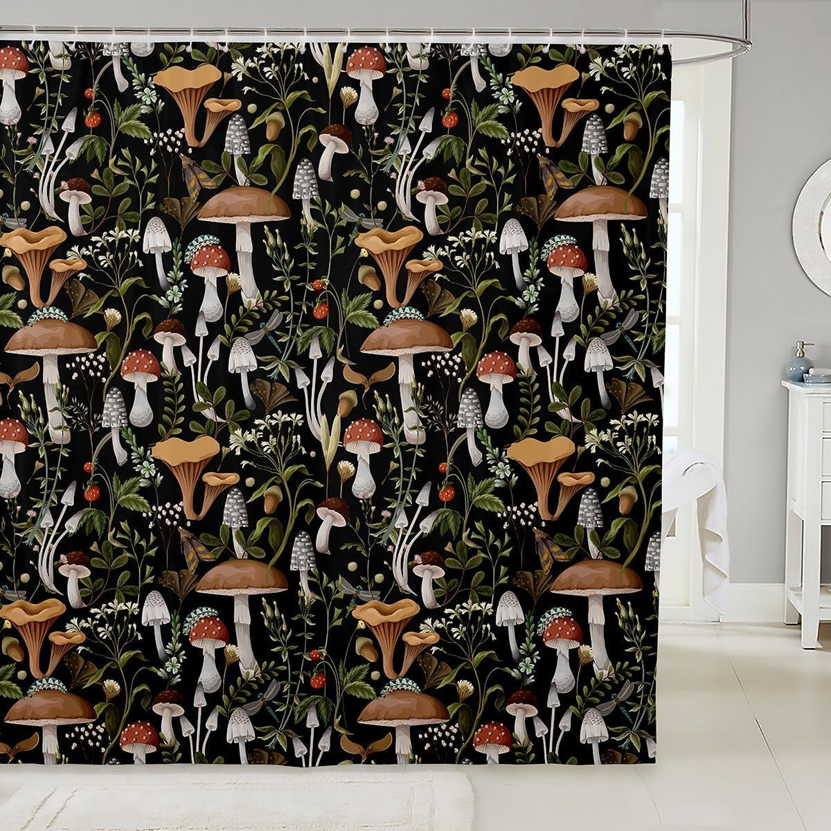 Mushroom Shower Curtains,Red Strawberry Trippy Mushrooms Bathroom Curtains for Teens Adults ...