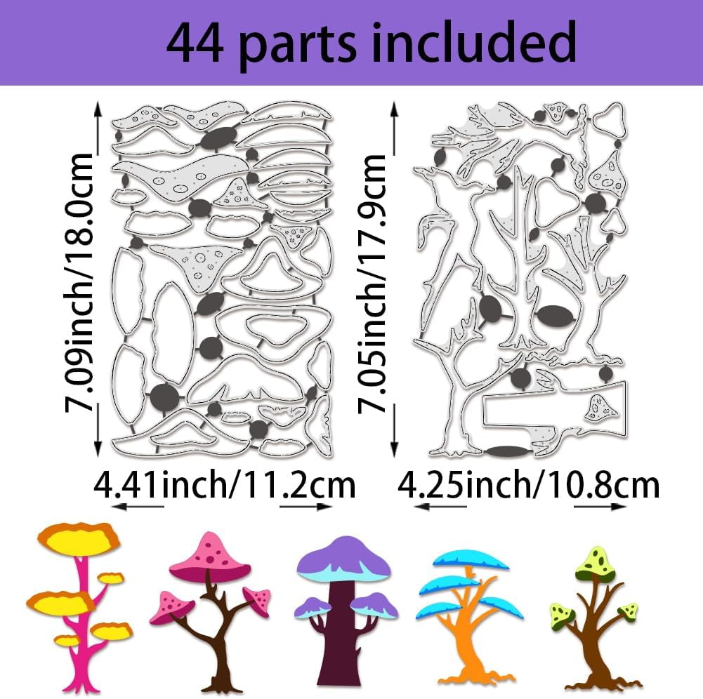 Mushroom Shrubs Die Cuts for Card Making Carbon Steel Template Metal ...