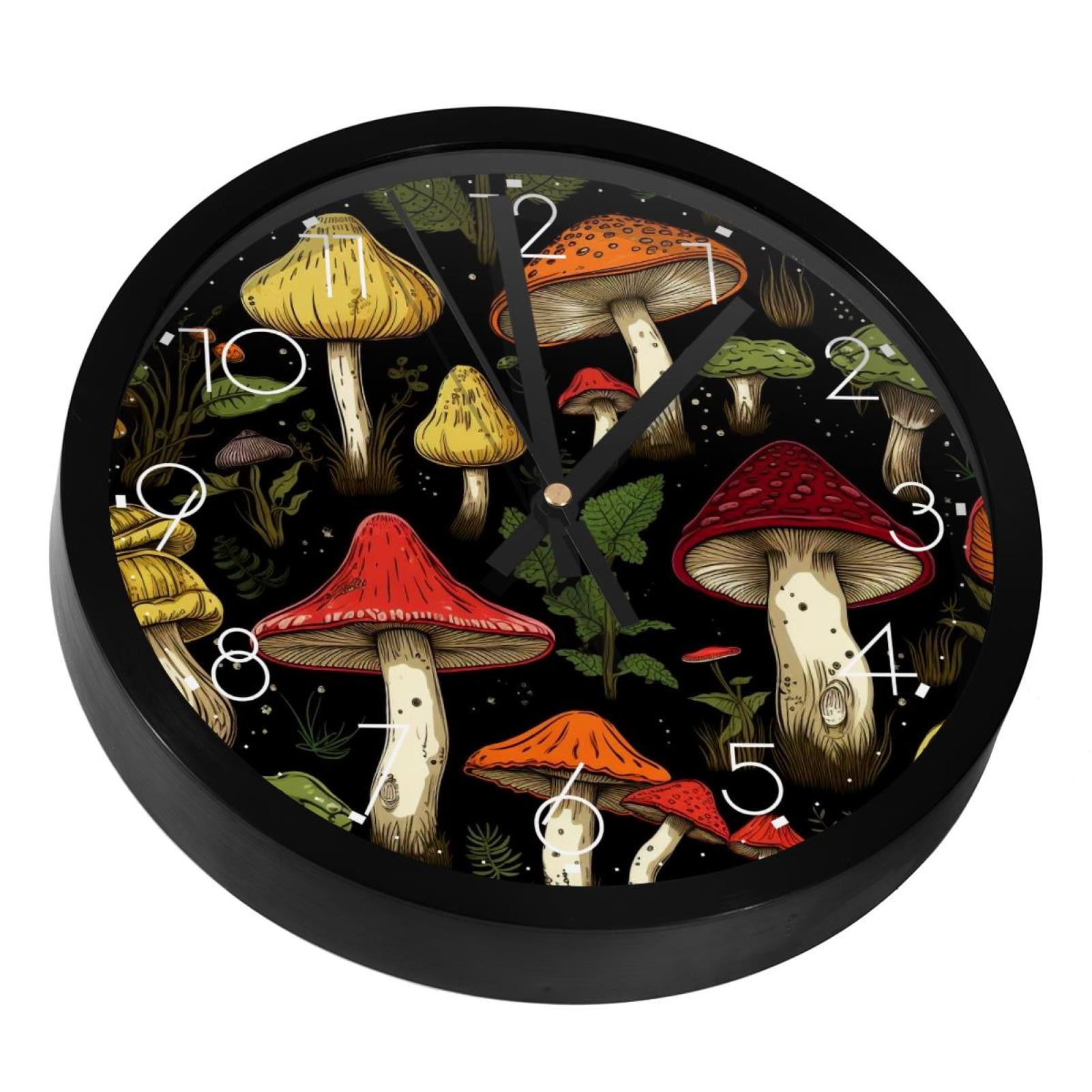 Mushroom Silent Wall Clock, Non Ticking Battery Operated 9.8 Inch Wall ...