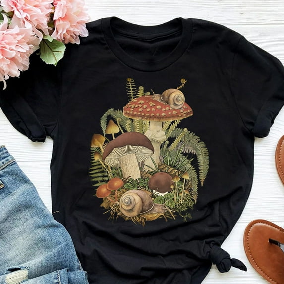 Mushroom Snail Cottagecore Botanical Shirt, Mushroom Shirt, Botanical ...