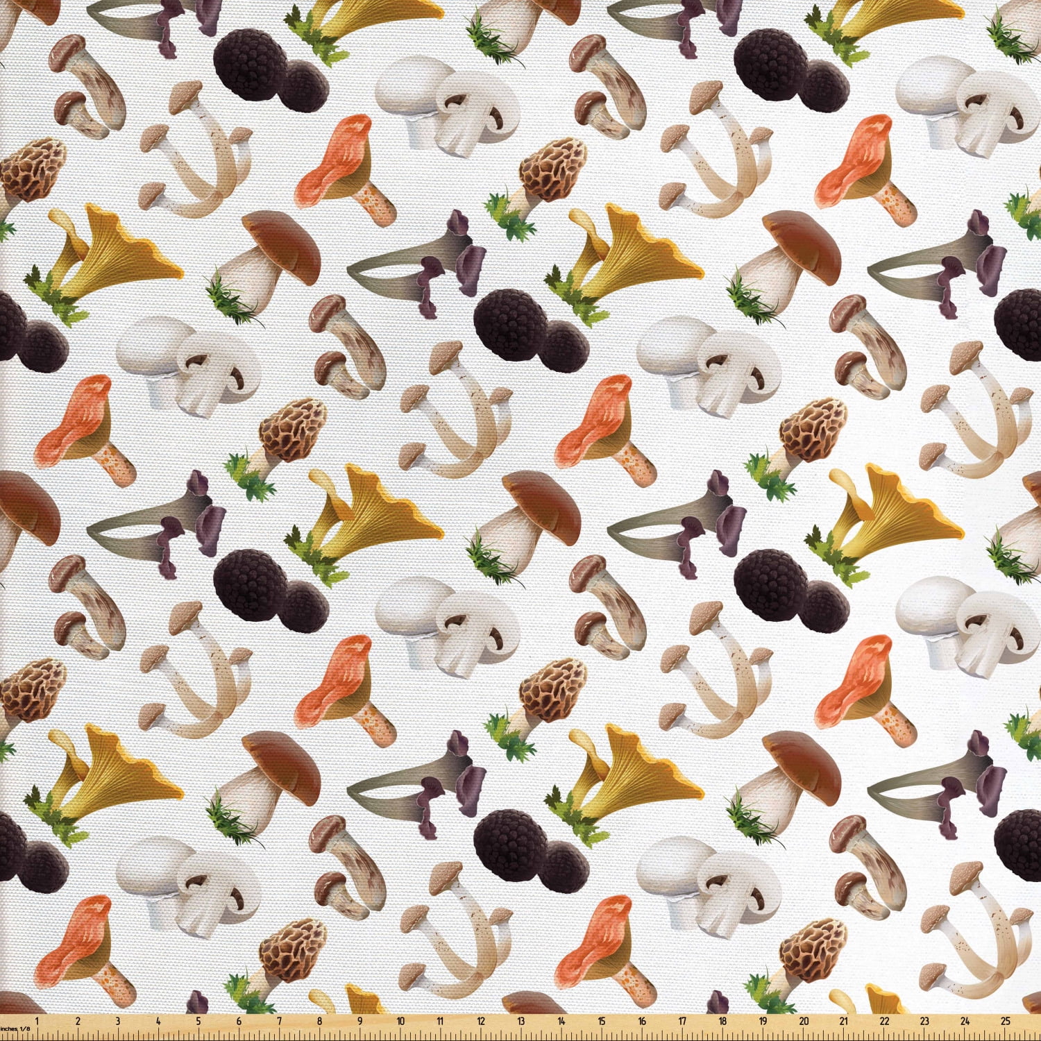 Ambesonne Mushroom Fabric by the Yard Upholstery, Realistic Style Fresh ...