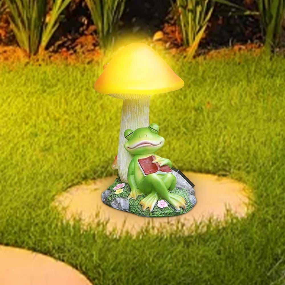 Mushroom Solar Lights Cute Waterproof Solar Frog Garden Decor Resin ...