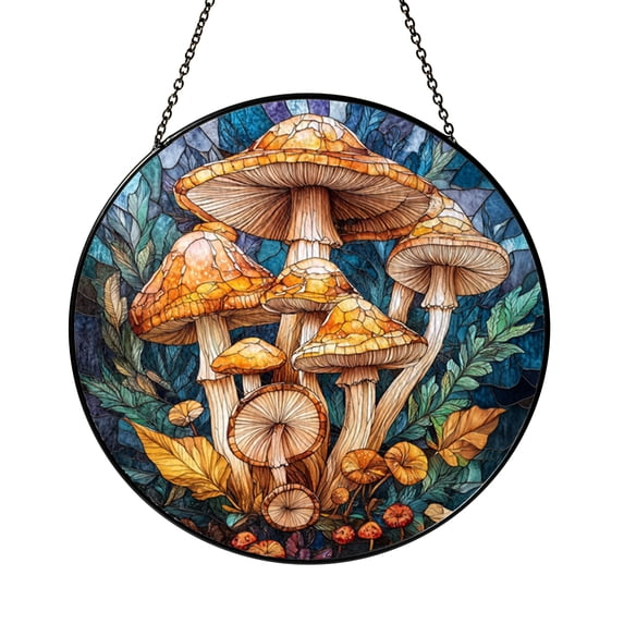 Mushroom Stained Glass Style Suncatcher, Fantasy Woodland Window ...