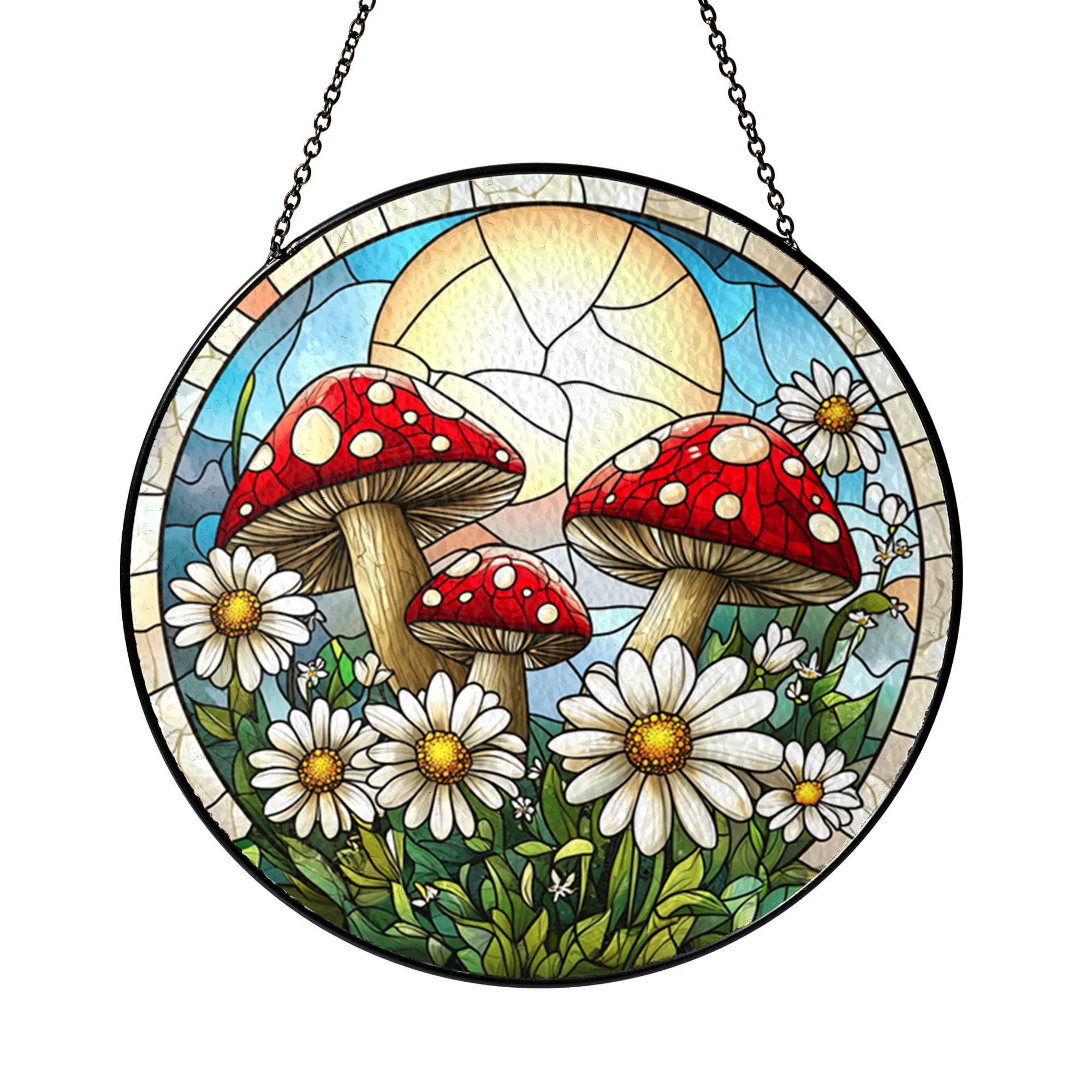 Mushroom Stained Glass Suncatcher – Cottagecore Home Window Hanging ...