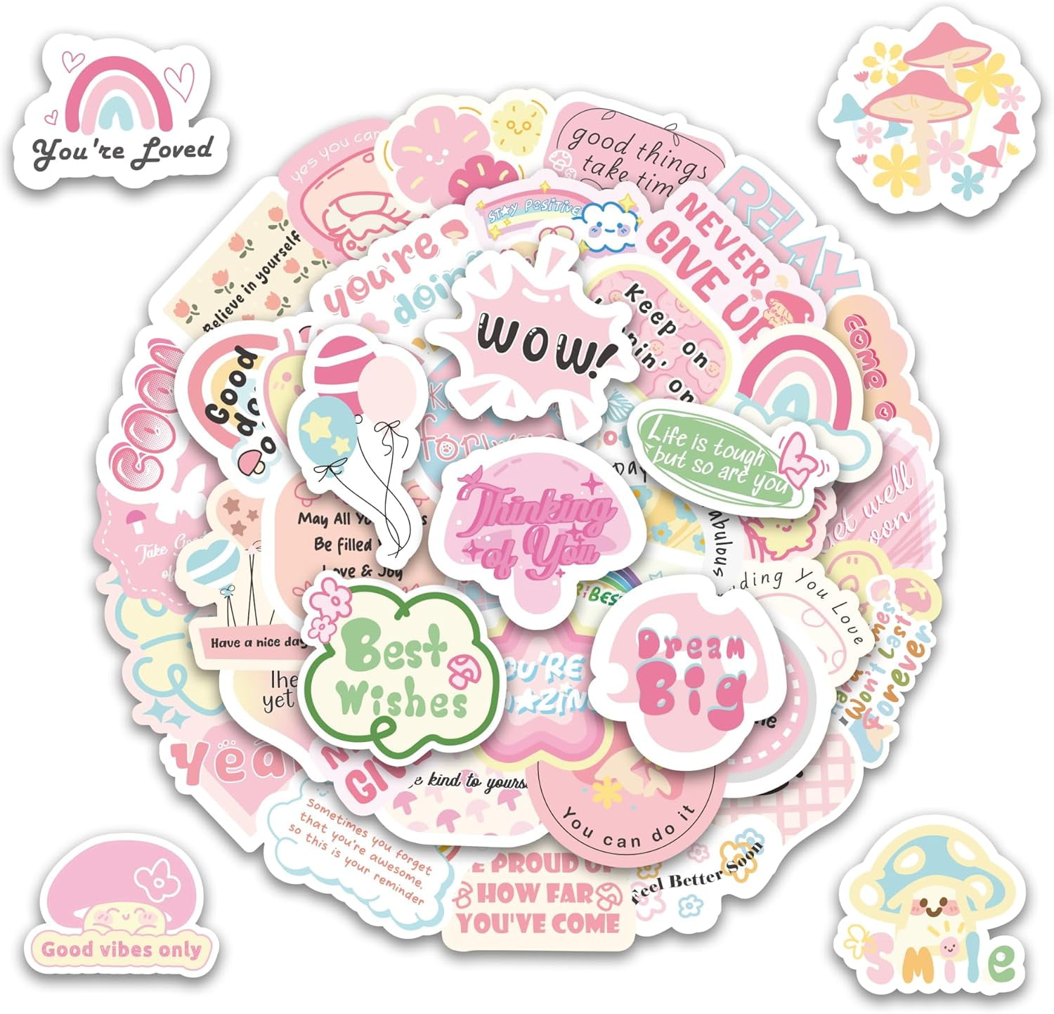 Mushroom Stickers for Water Bottles, 50PCS Inspirational Stickers ...