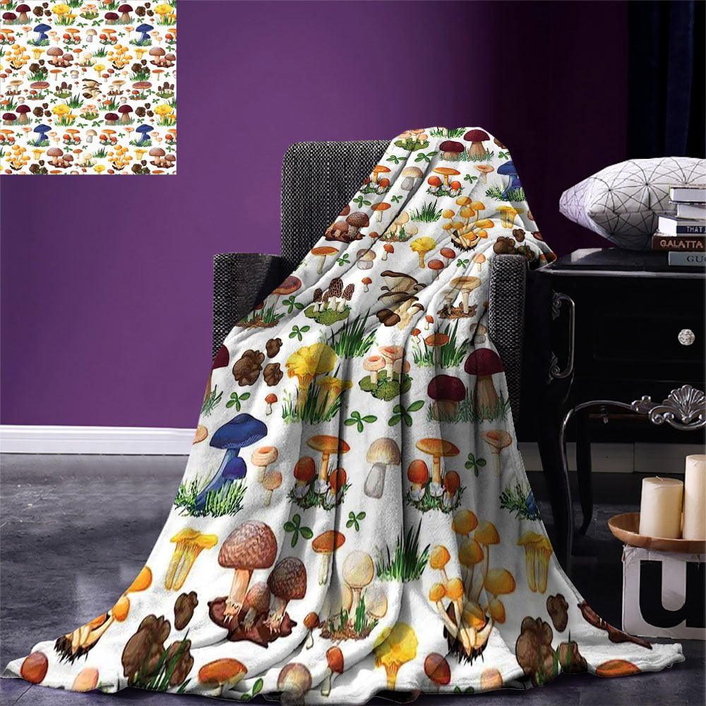 Mushroom Throw Blanket Pattern with Types of Mushrooms Wild Species ...