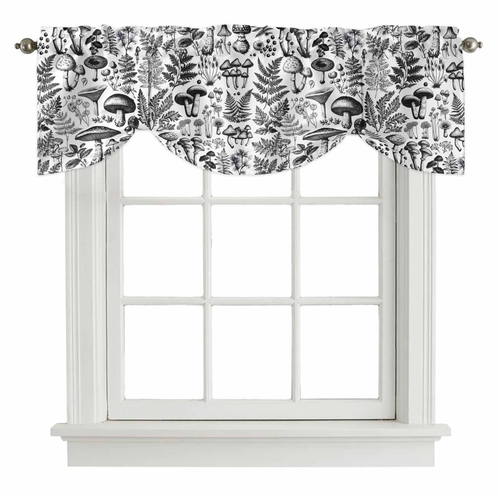 Mushroom Tie Up Valance Curtains for Windows, Kitchen Curtains Window ...