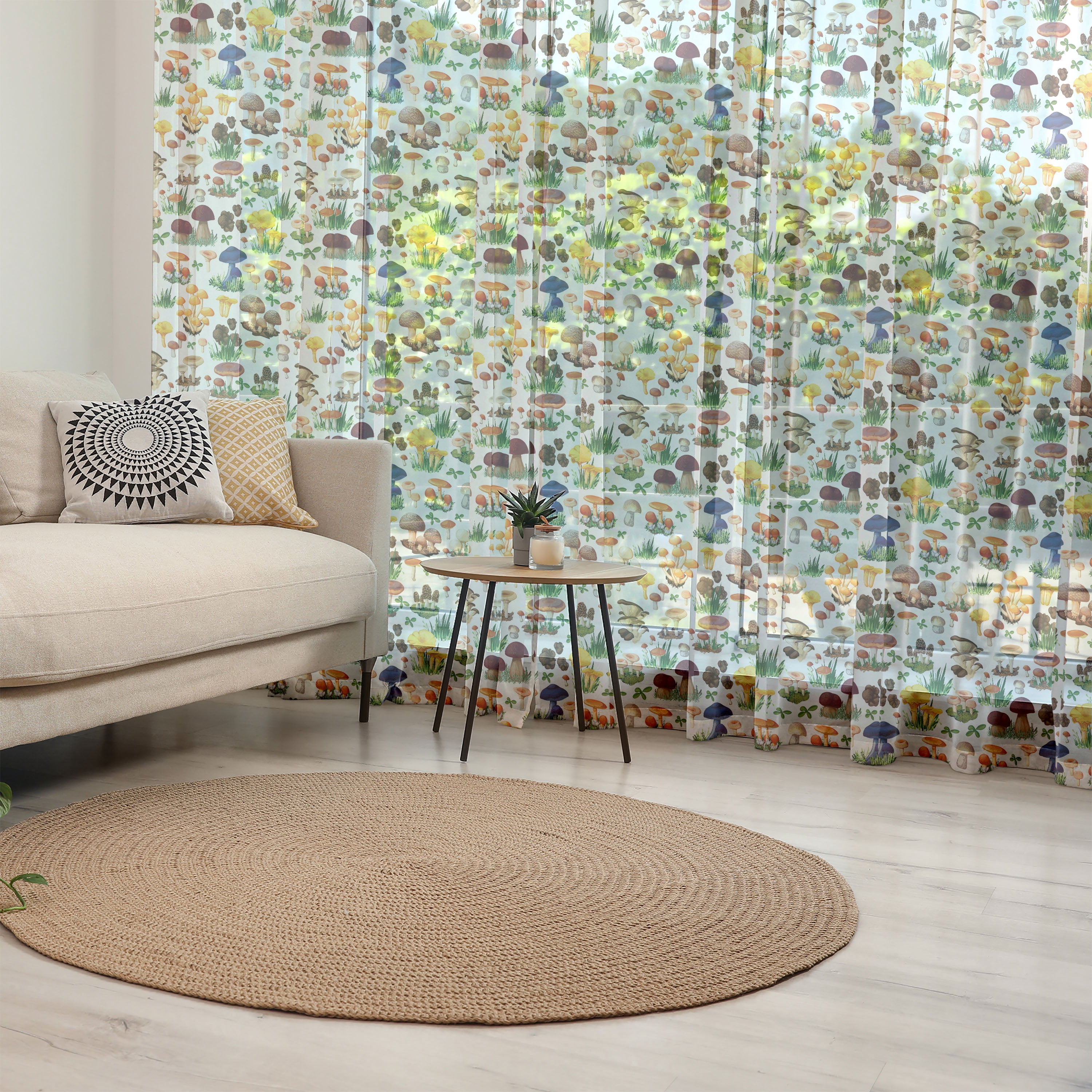 Mushroom Tulle Curtains with Rod Pocket, Pattern Types of Mushrooms ...