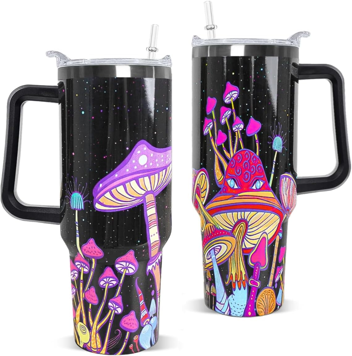 Mushroom Tumbler with Handle and Straw 40 oz Gothic Mushroom Coffee ...