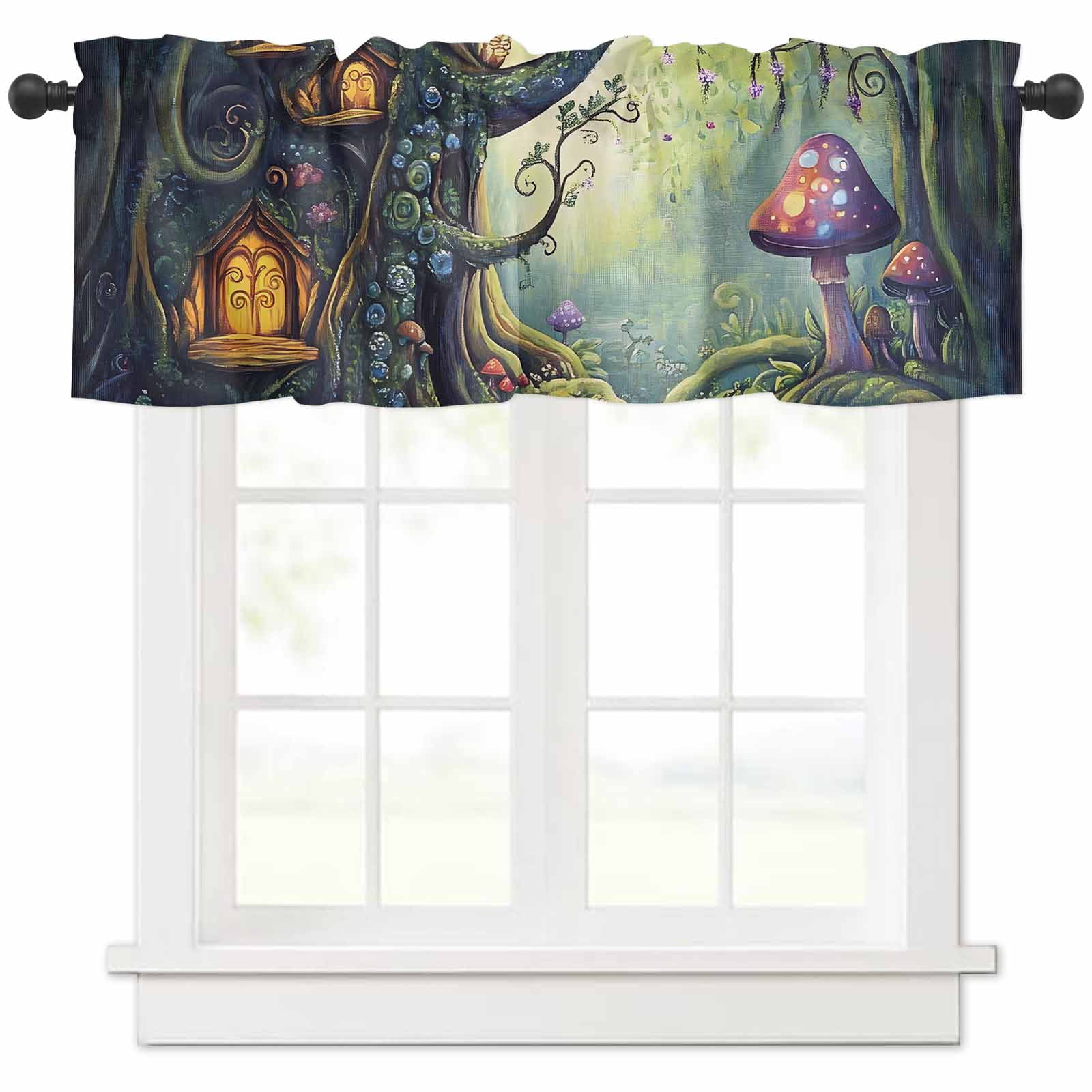 Mushroom Valances for Windows Farmhouse Kitchen Curtains Valances Rod ...