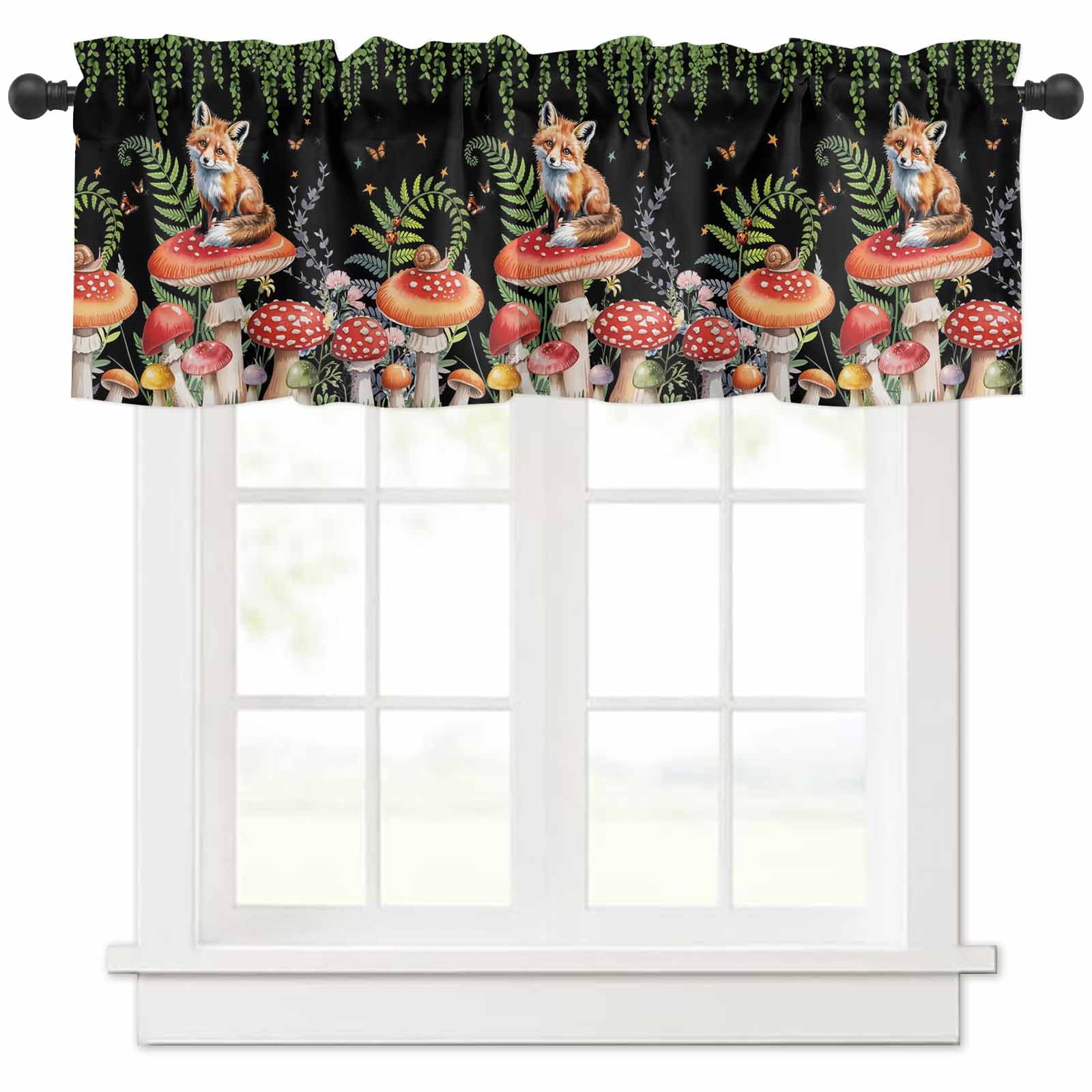 Mushroom Valances for Windows Farmhouse Kitchen Curtains Valances Rod ...