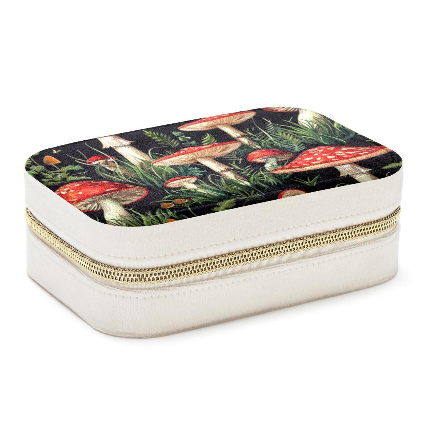 Mushroom Velvet Portable Travel Organizer Box with Removable ...