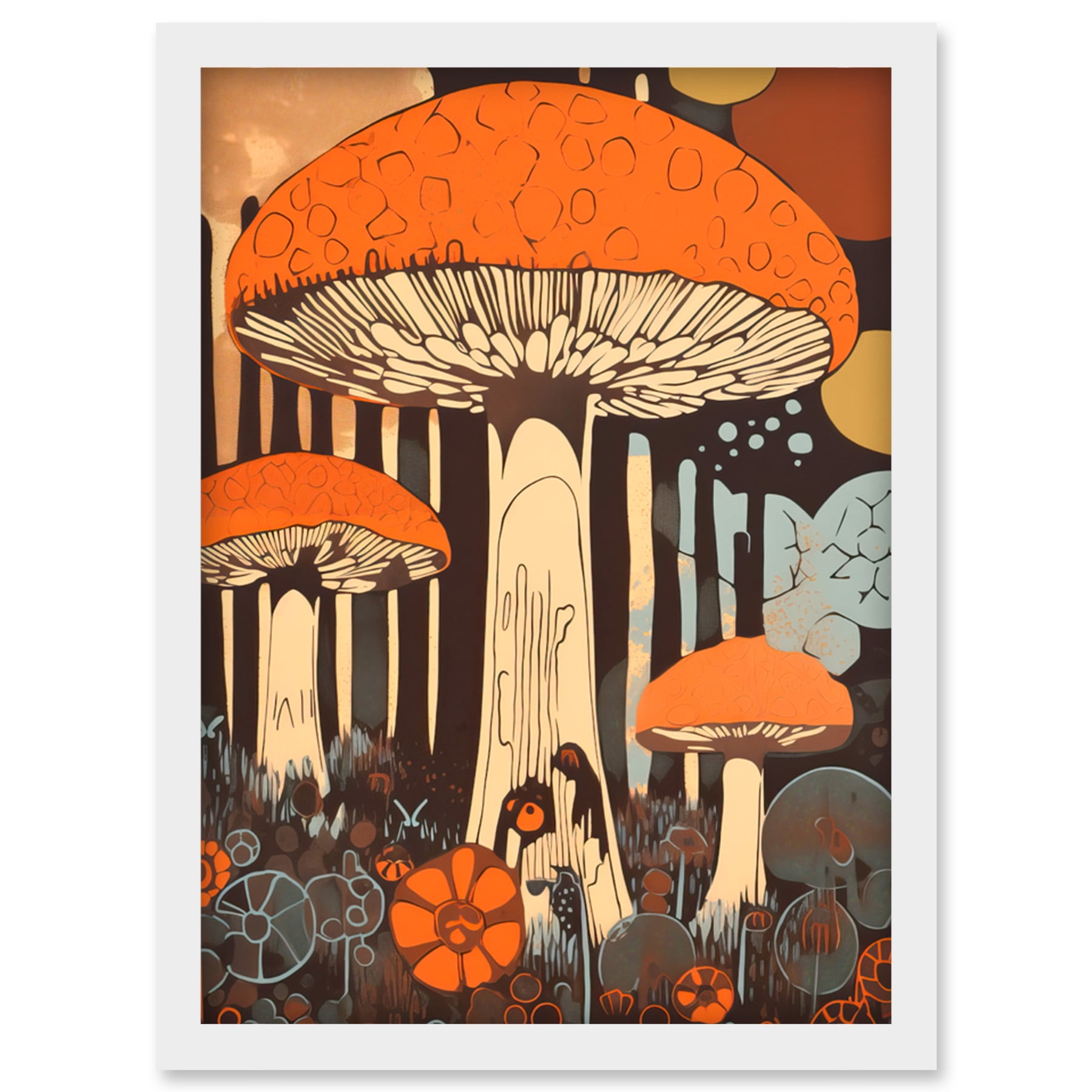 Mushroom Vintage Large Red Cap Fungi Pastel Colour Earthy Aesthetic ...