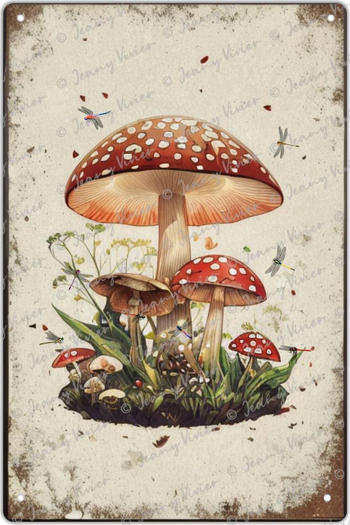 Mushroom Wall Decor Vintage Mushroom Wall Art Sign Rustic Mushroom ...