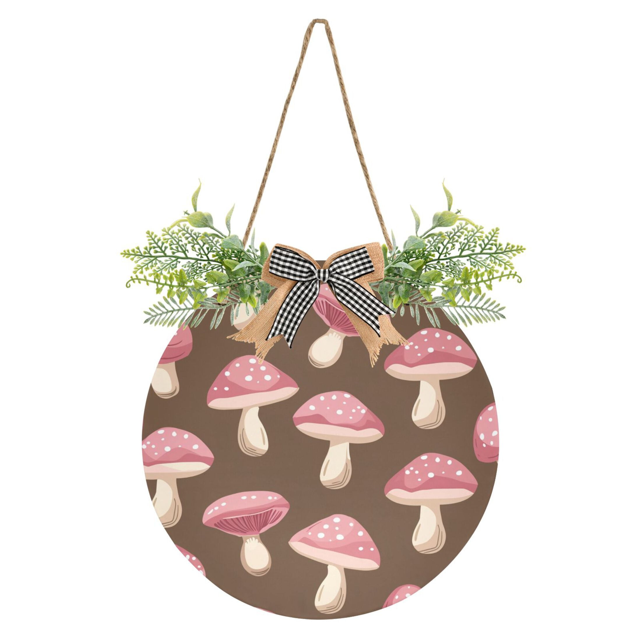 Mushroom Welcome Front Door Sign Round 12 inch Porch Hanging Sign with ...