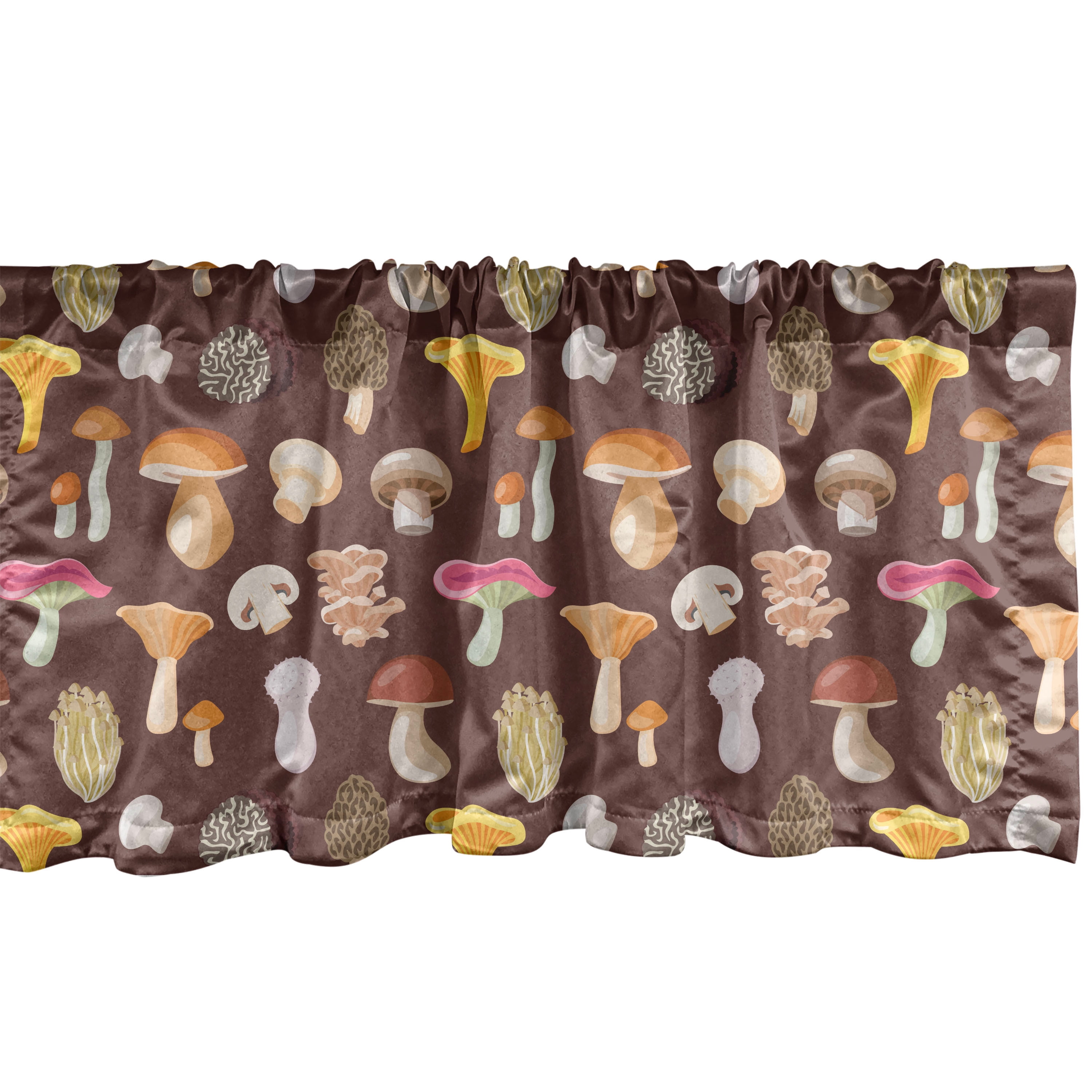 Ambesonne Mushroom Valance Pack of 2, Autumn Tones Woodland Art, 54"X12 ...