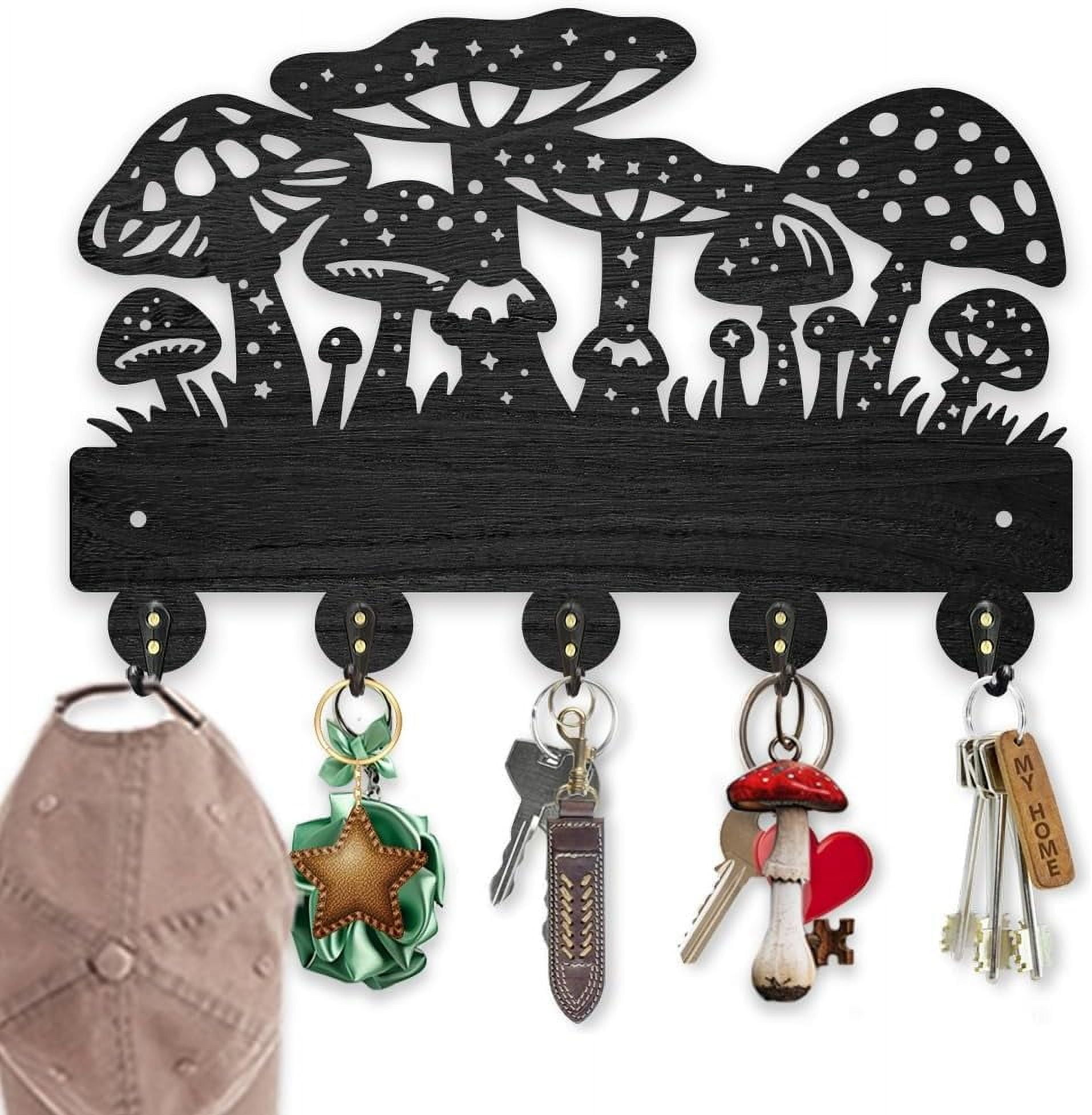 Mushroom Wooden Key Hook for Wall 11.8x7.8inch Magic Themed Wall ...