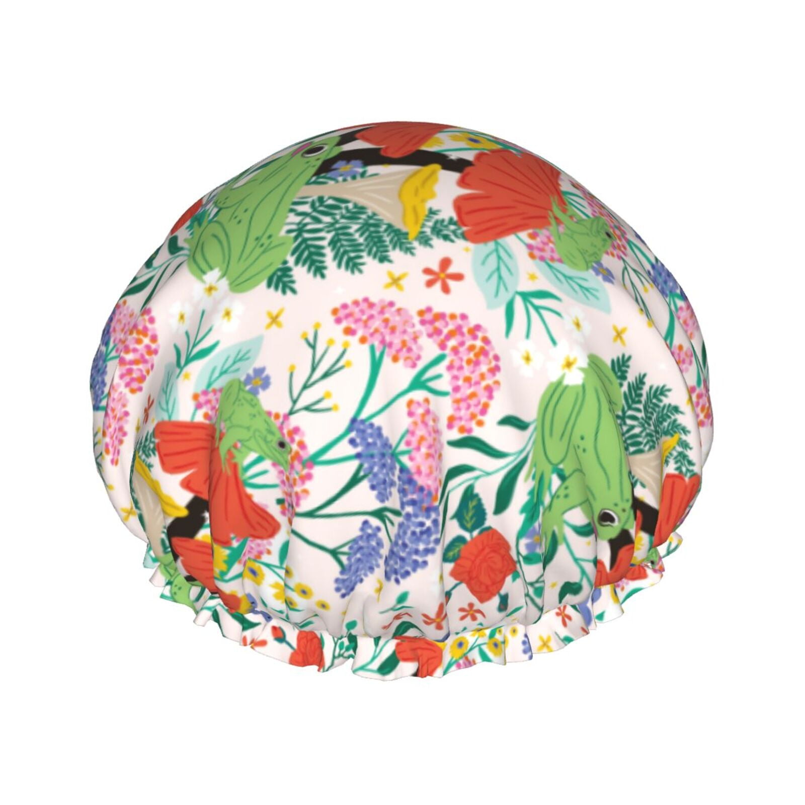 Mushroom and Frogs Shower Cap, Reusable Bath Hair Hat for all Hair ...
