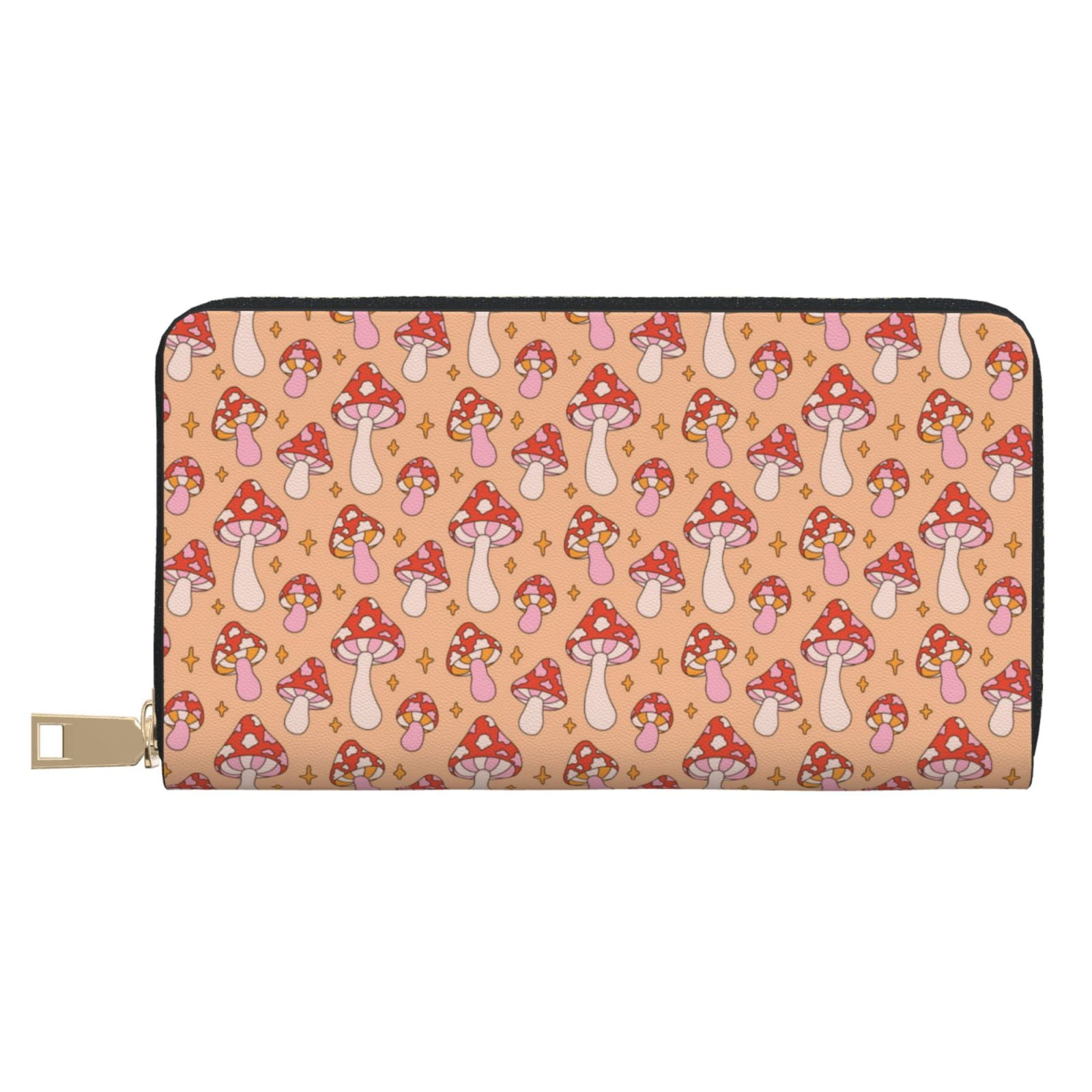 Mushroom print A Wallet Women, Leather Bifold Multi Card Wallet, Women ...