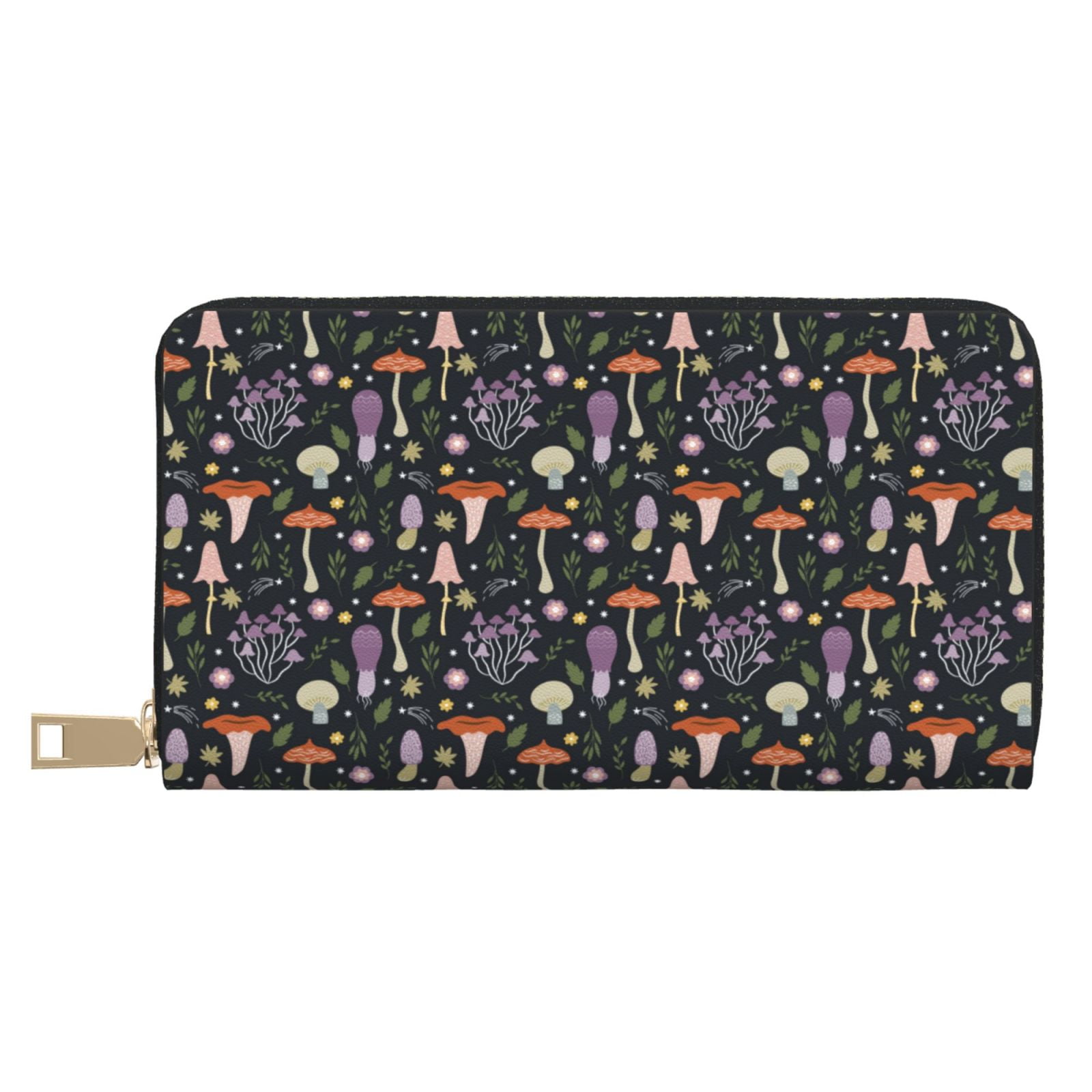 Mushroom print B Wallet Women, Leather Bifold Multi Card Wallet, Women ...