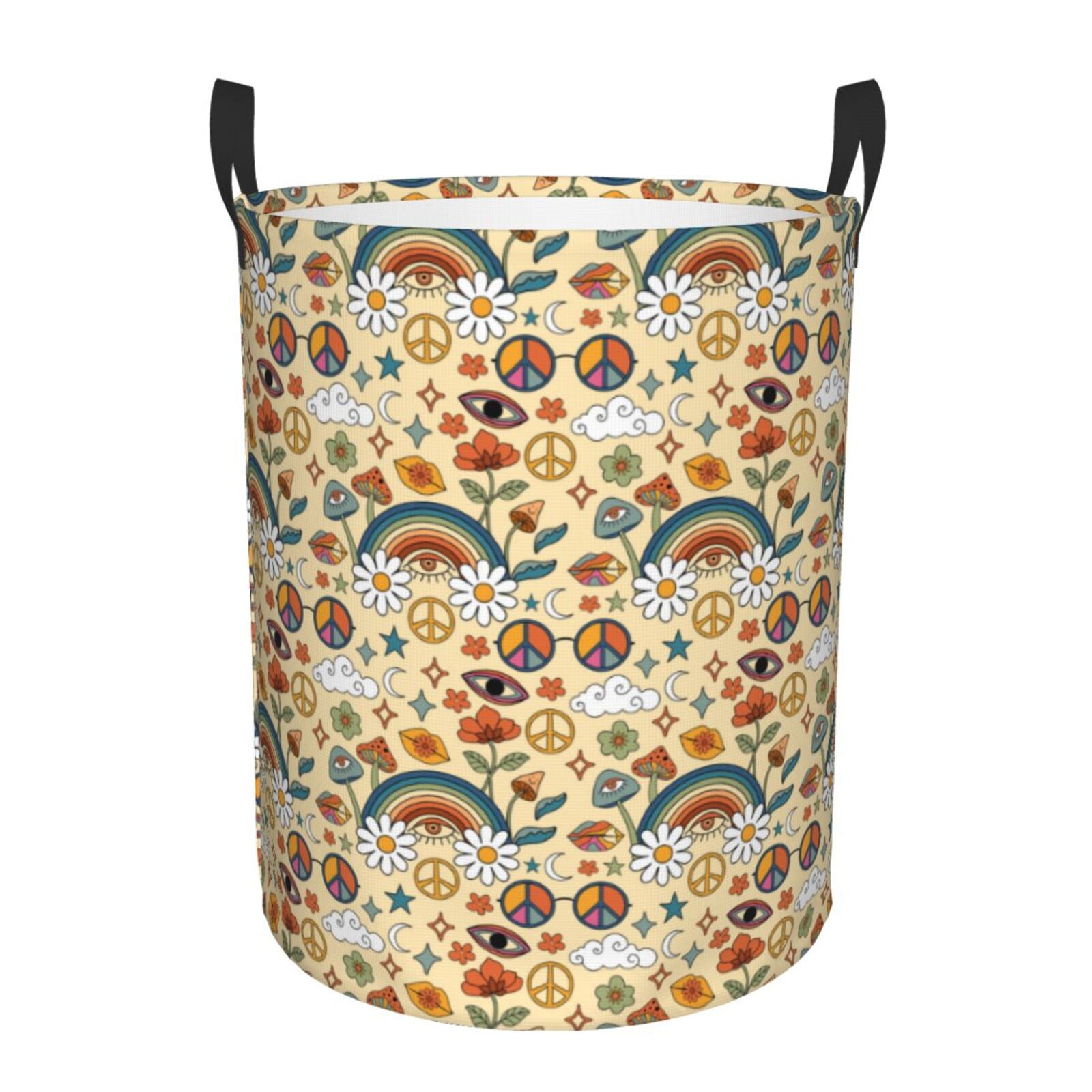 Mushrooms And Rainbows Peace Laundry Basket, Laundry Hamper Waterproof ...