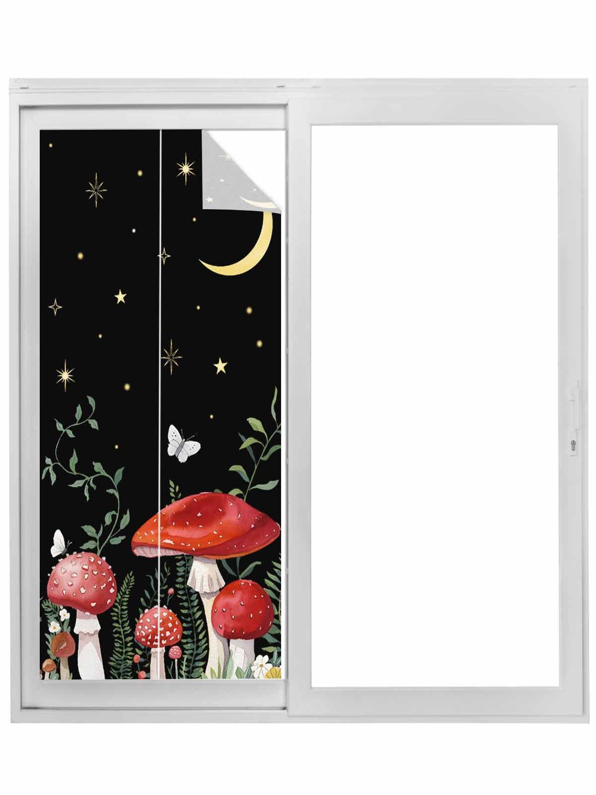 Mushrooms Black Window Privacy Film Stained Glass Window Film ...