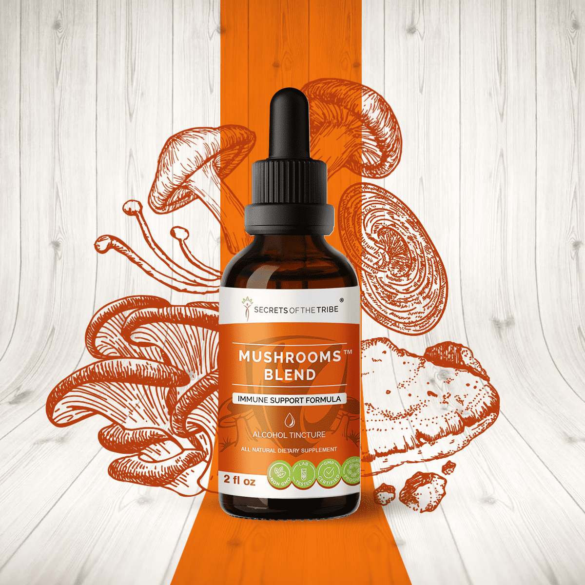 Mushrooms Blend Alcohol Extract, Tincture, Chaga, Shiitake, Maitake ...