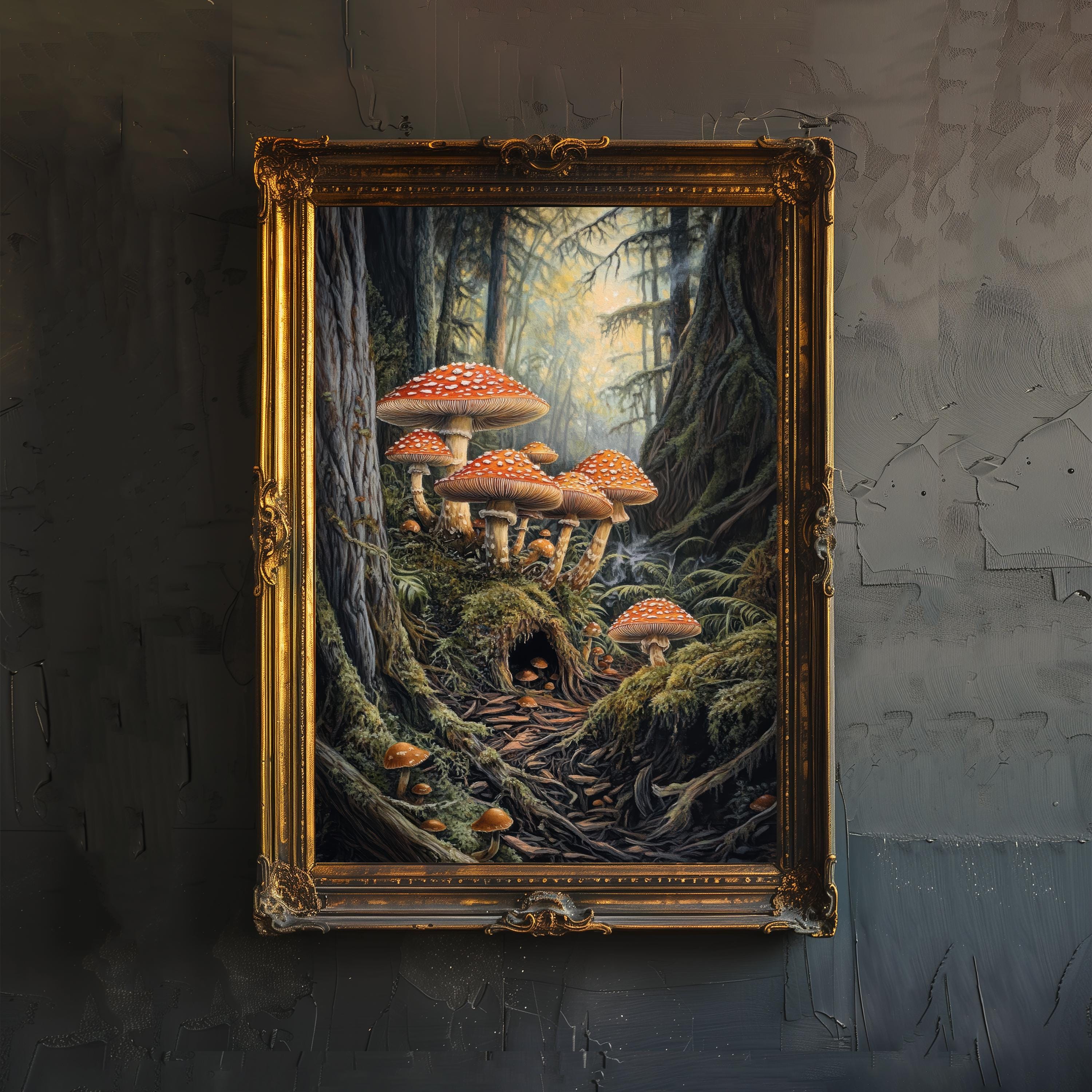 Mushrooms Dark Academia Goblincore Cottagecore Art Print Vintage ...