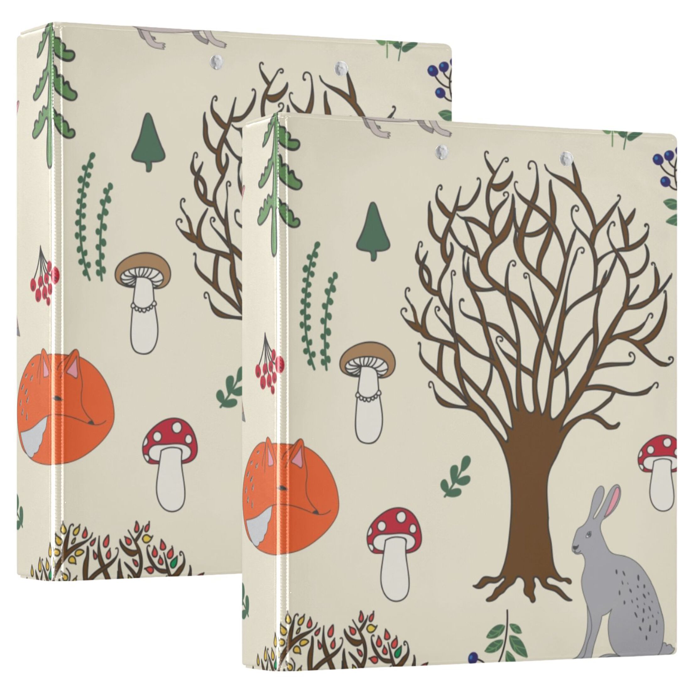 Mushrooms Deers Hedgehog Fox Hardcover 3 Ring Binder 1.5 inch Round ...