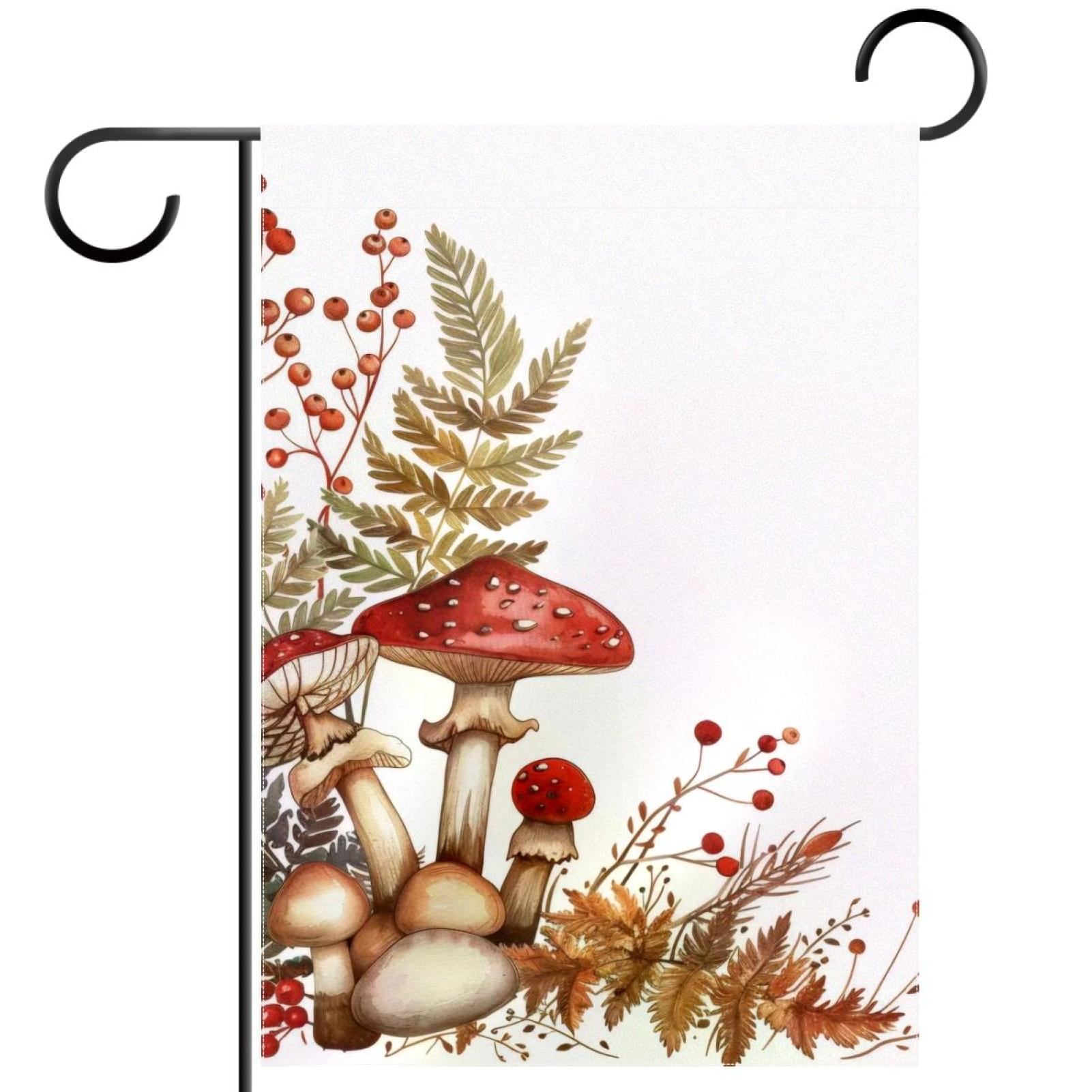 Mushrooms Fern and Berries Welcome Garden Flags, 12 x 18 Inch Double ...